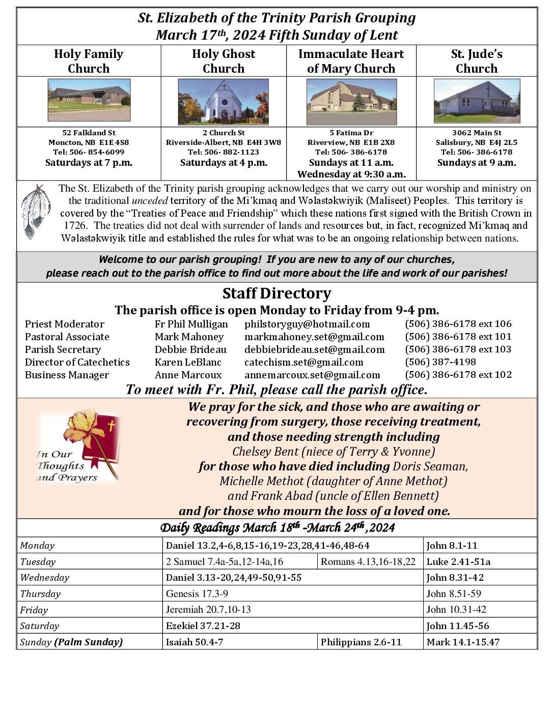 Bulletin March 17th with insert 2024 -combined | St. Elizabeth of the ...